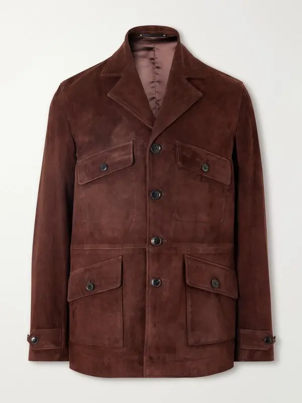 Paul Smith Button-down Suede Jacket - Brown