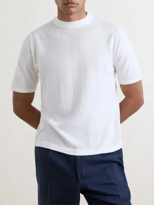 DE PETRILLO Knitted Cotton T-shirt - White