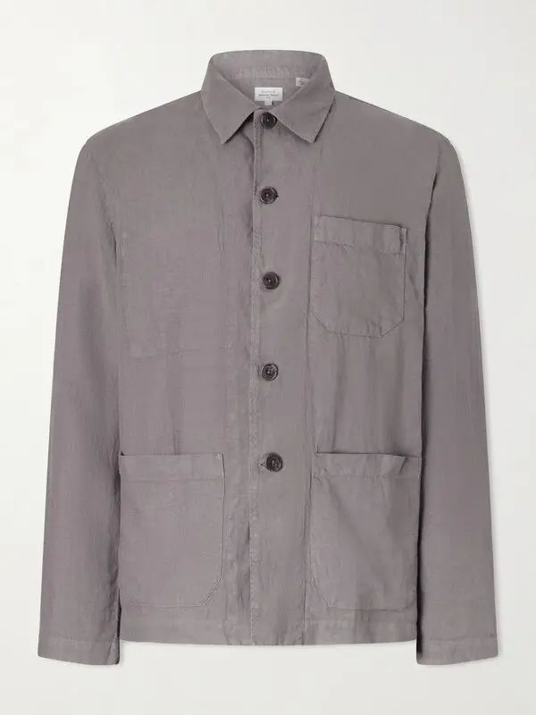 Hartford Linen And Cotton-blend Woven Jacket - Gray