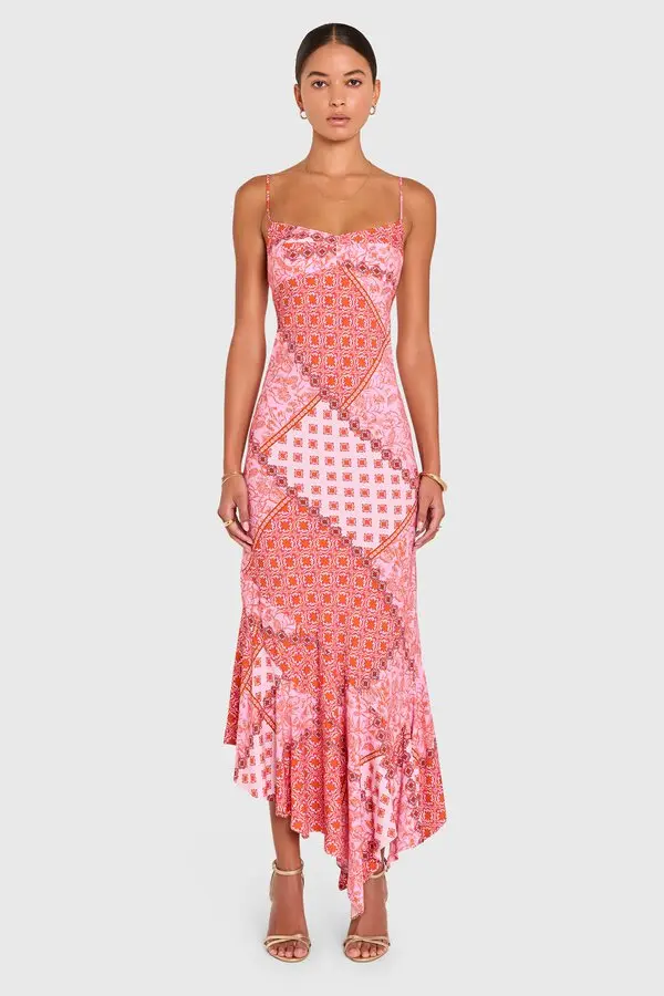 Amanda Uprichard Kaysee Midi Dress - Pink Multi