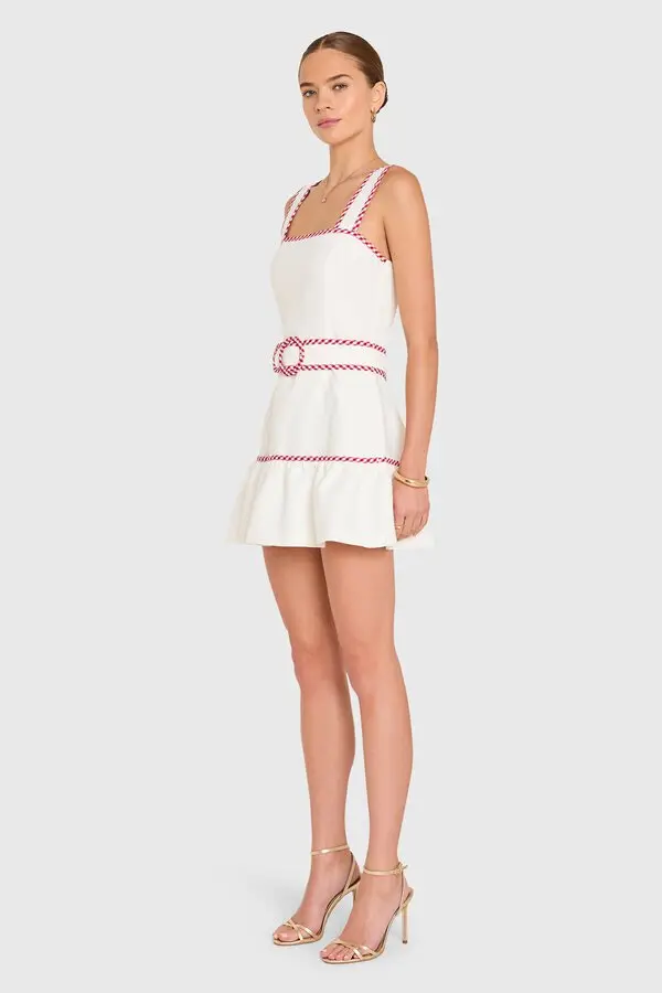 Amanda Uprichard Kassy Mini Skort Romper - Ivory Red