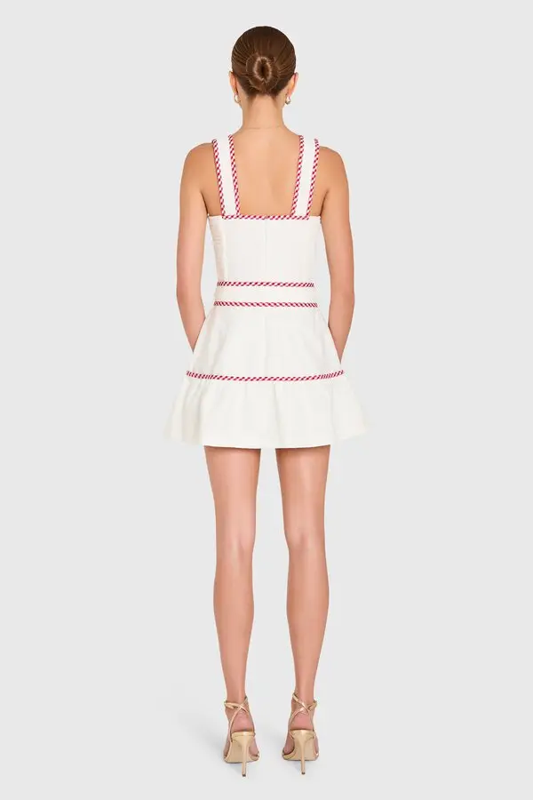 Amanda Uprichard Kassy Mini Skort Romper - Ivory Red
