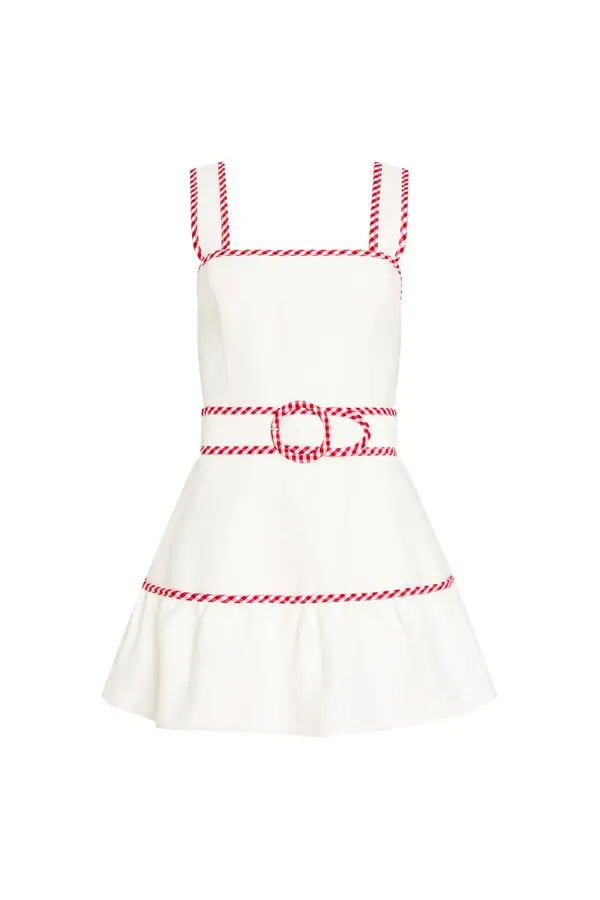 Amanda Uprichard Kassy Mini Skort Romper - Ivory Red