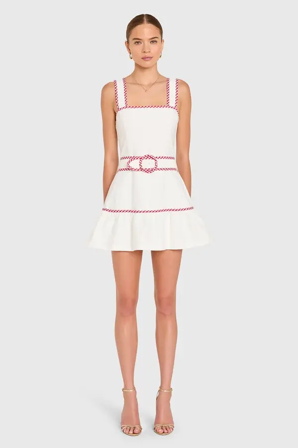 Amanda Uprichard Kassy Mini Skort Romper - Ivory Red