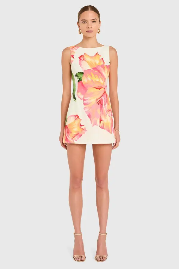 Amanda Uprichard Francie Romper In Hibiscus - Hibiscus Print