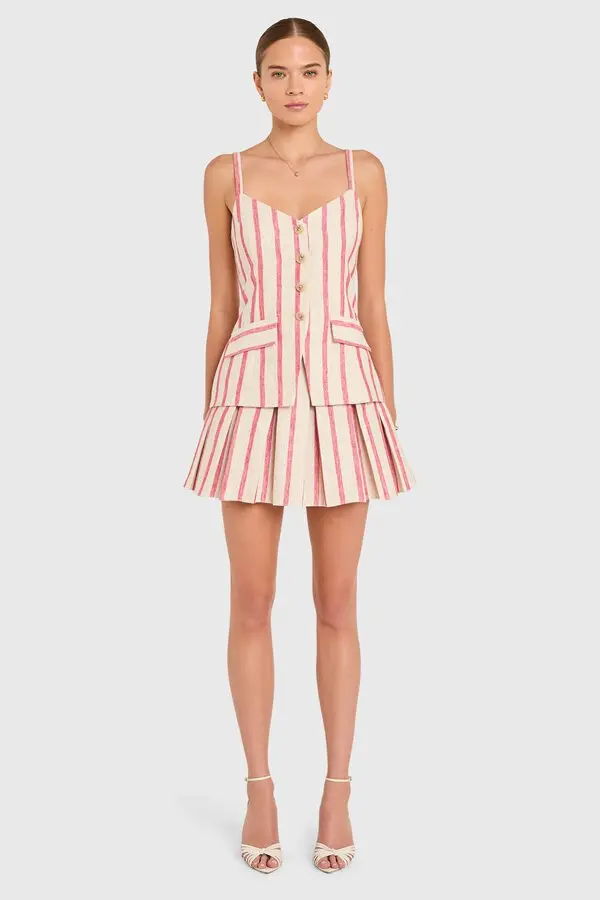 Amanda Uprichard Wesley Skort Romper - Red Stripe