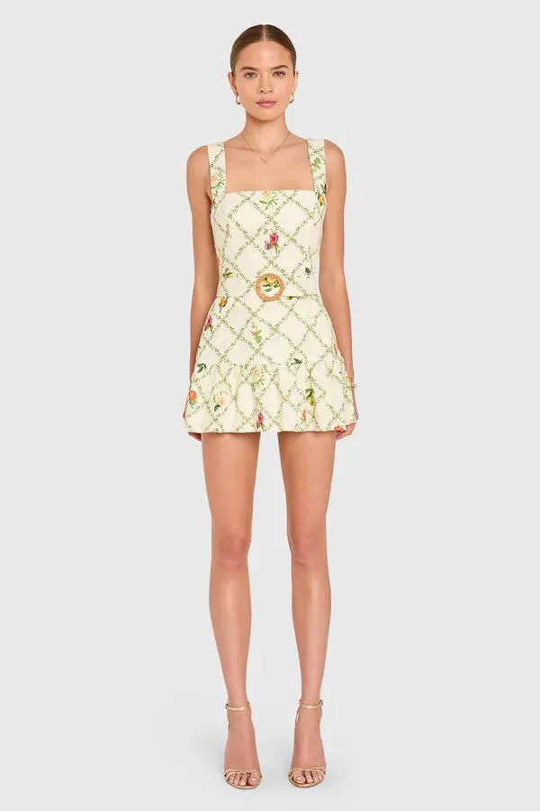 Amanda Uprichard Lena Romper In Trellis - Trellis Print