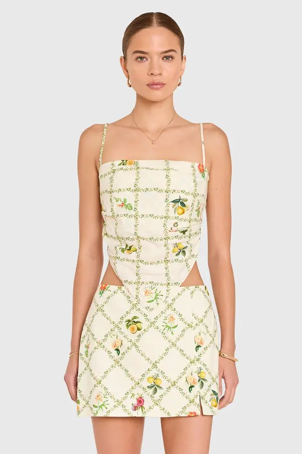 Amanda Uprichard Juna Top - Trellis Print