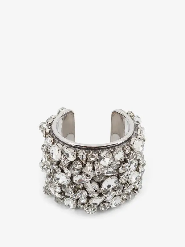 Dries Van Noten Brass Bangle With Crystals - Silver