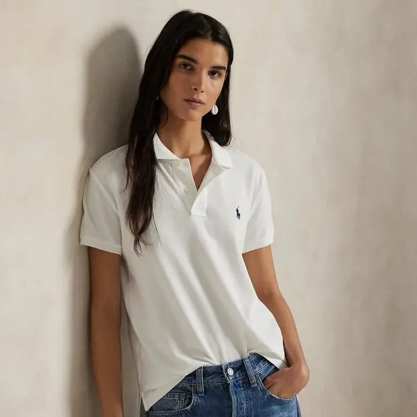 Ralph Lauren Classic Fit Mesh Polo Shirt - White