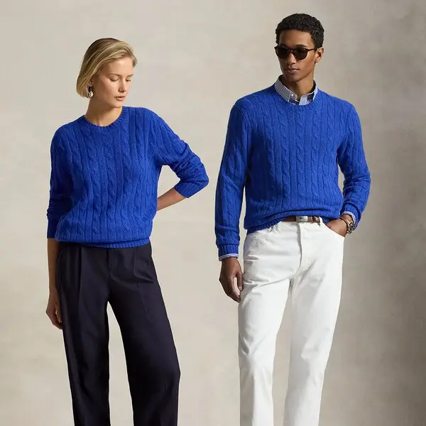 Ralph Lauren Iconic Cable-knit Cashmere Sweater - Benitoite Blue Heather
