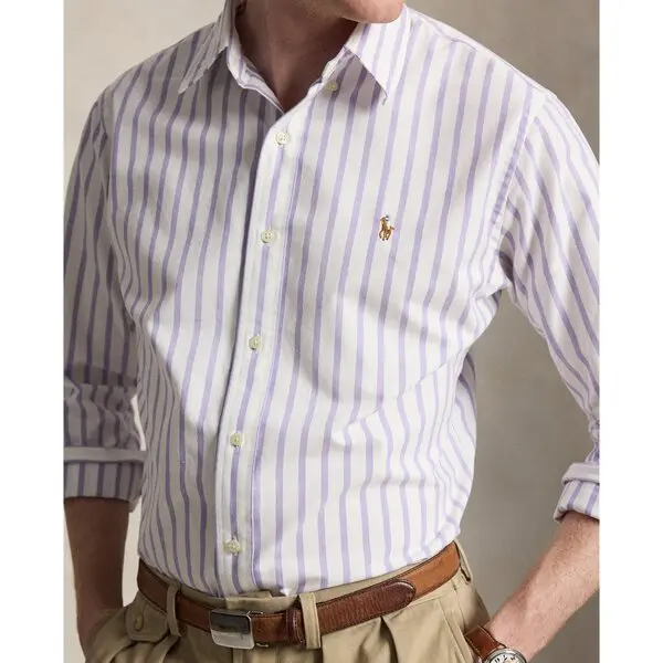 Ralph Lauren Classic Fit Striped Oxford Shirt - Thistle White