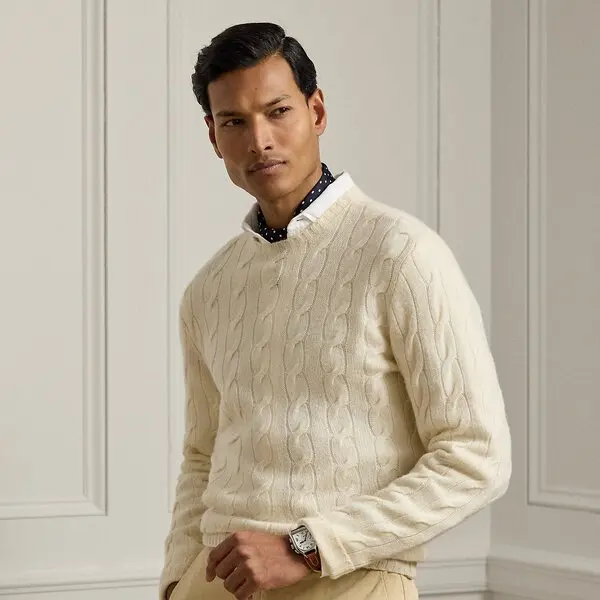 Ralph Lauren Cable-knit Cashmere Crewneck Sweater - Classic Cream