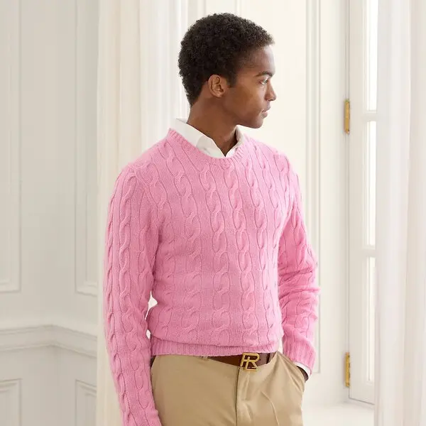 Ralph Lauren Cable-knit Cashmere Crewneck Sweater - Classic Pale Pink