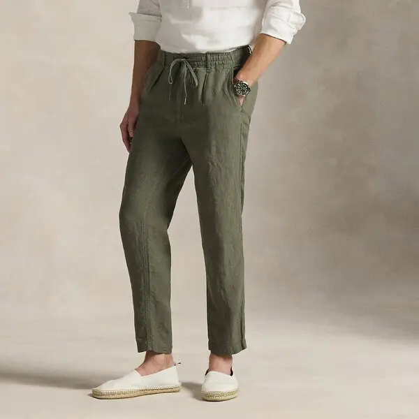 Ralph Lauren Tapered Linen Pant - New Olive