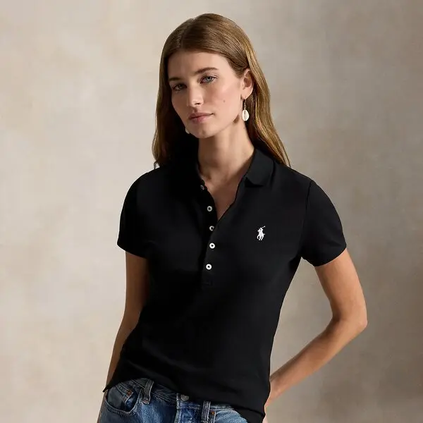 Ralph Lauren Slim Fit Stretch Polo Shirt - Polo Black/white