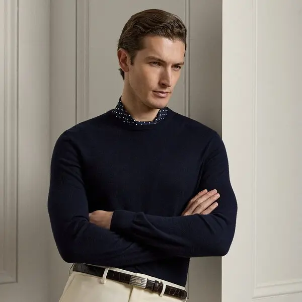 Ralph Lauren Cashmere Crewneck Sweater - Classic Chairman Navy