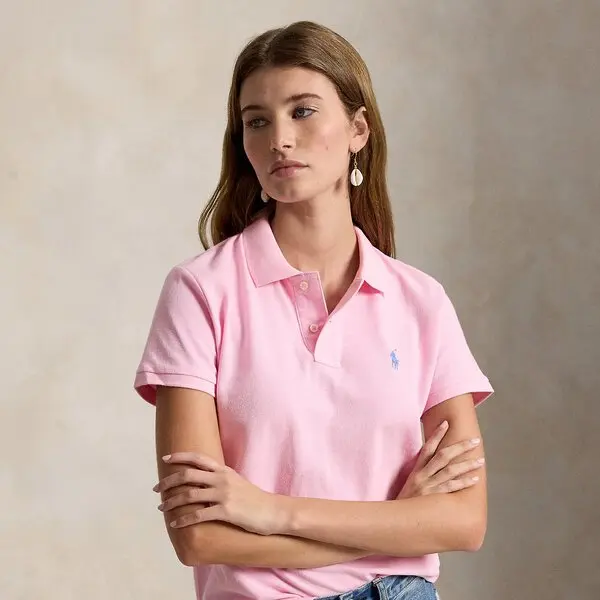 Ralph Lauren Classic Fit Mesh Polo Shirt - Carmel Pink