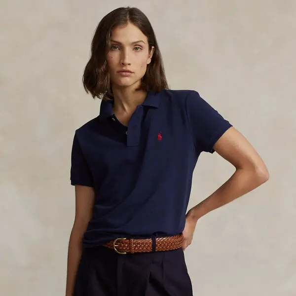 Ralph Lauren Classic Fit Mesh Polo Shirt - Newport Navy/red
