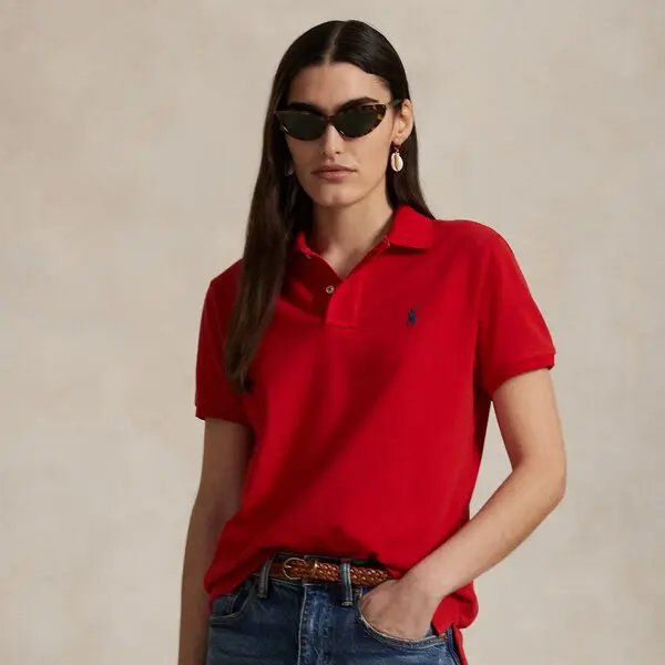 Ralph Lauren Classic Fit Mesh Polo Shirt - Red