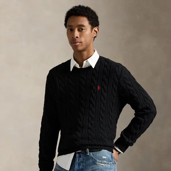 Ralph Lauren Cable-knit Cotton Sweater - Black