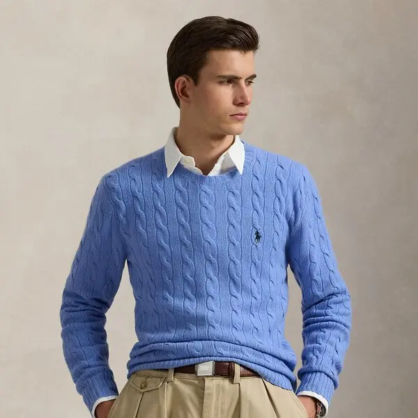 Ralph Lauren Cable-knit Wool-cashmere Sweater - New Litchfield Blue