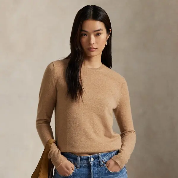 Ralph Lauren Cahmere Crewneck Weater - Collection Camel Melange