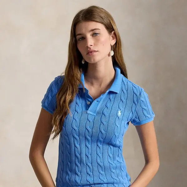 Ralph Lauren Cable-knit Polo Shirt - Colby Blue