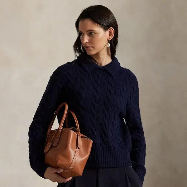 Ralph Lauren Cable-knit Wool-cashmere Polo Sweater - Hunter Navy