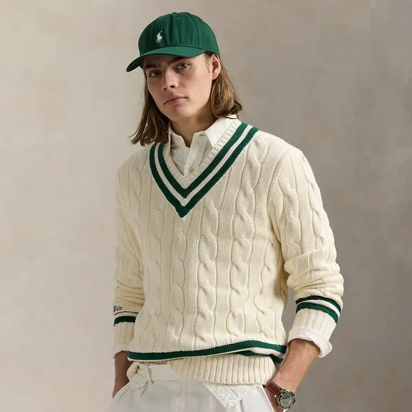 Ralph Lauren The Iconic Cricket Sweater - Cricket Cream/new Forest