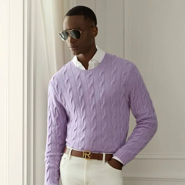 Ralph Lauren Cable-knit Cashmere Sweater - Lilac Breeze