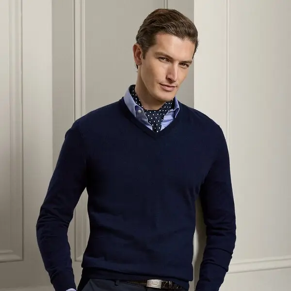 Ralph Lauren Cashmere V-neck Sweater - Classic Chairman Navy