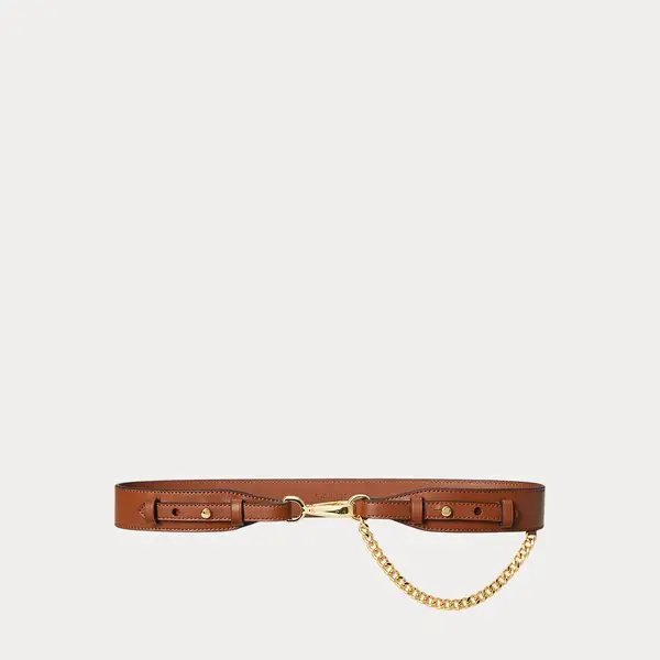 Ralph Lauren Chain-tri Leather Dog-clip Belt - Lauren Tan