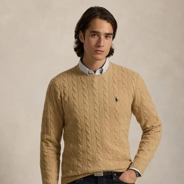 Ralph Lauren Cable-knit Wool-cashmere Sweater - Camel Melange