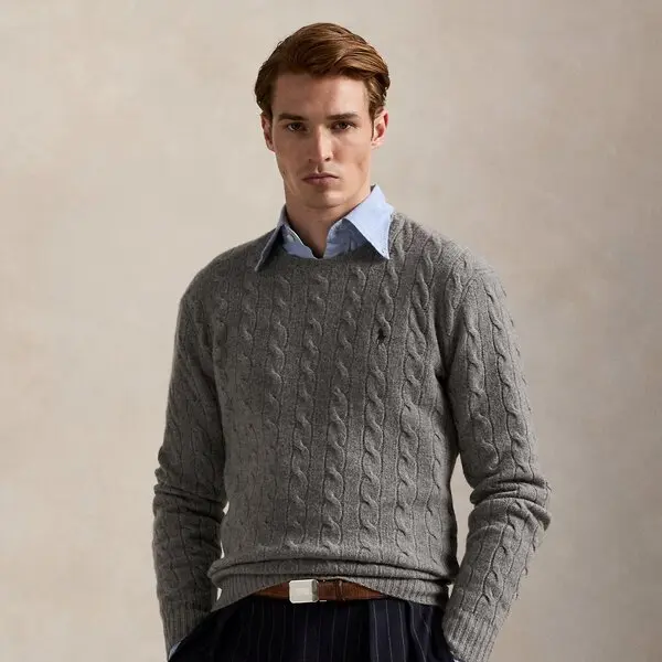 Ralph Lauren Cable-knit Wool-cashmere Sweater - Fawn Grey Heather