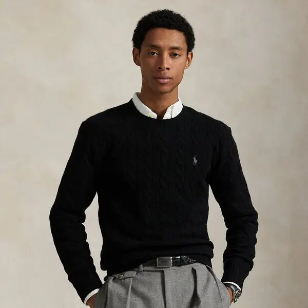 Ralph Lauren Cable-knit Wool-cashmere Sweater - Polo Black
