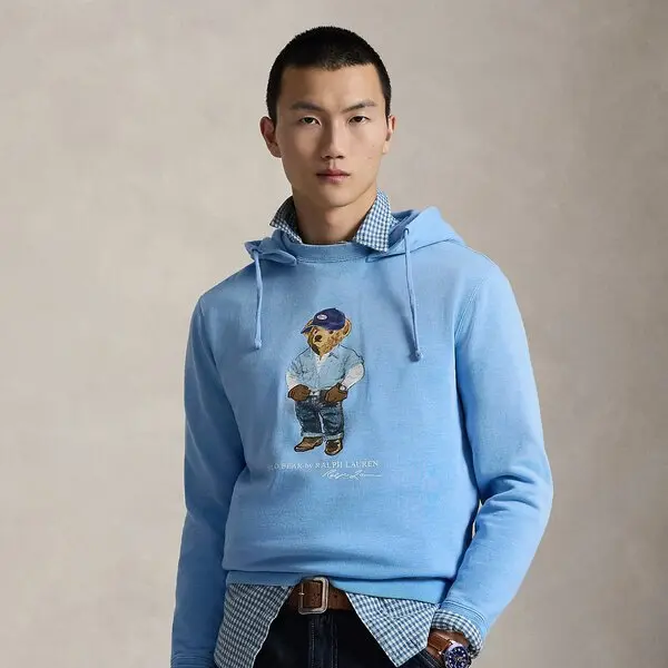 Ralph Lauren Fleece Polo Bear Hoodie - Chambray Blue Denim Bear