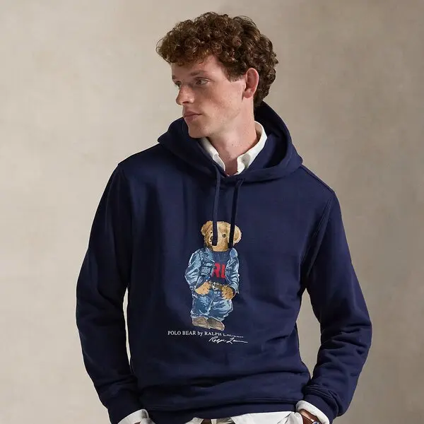 Ralph Lauren Fleece Polo Bear Hoodie - Cruise Navy Denim Bear