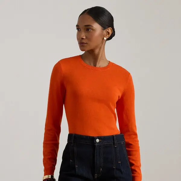 Ralph Lauren Cotton-blend Crewneck Sweater - Dusk Orange