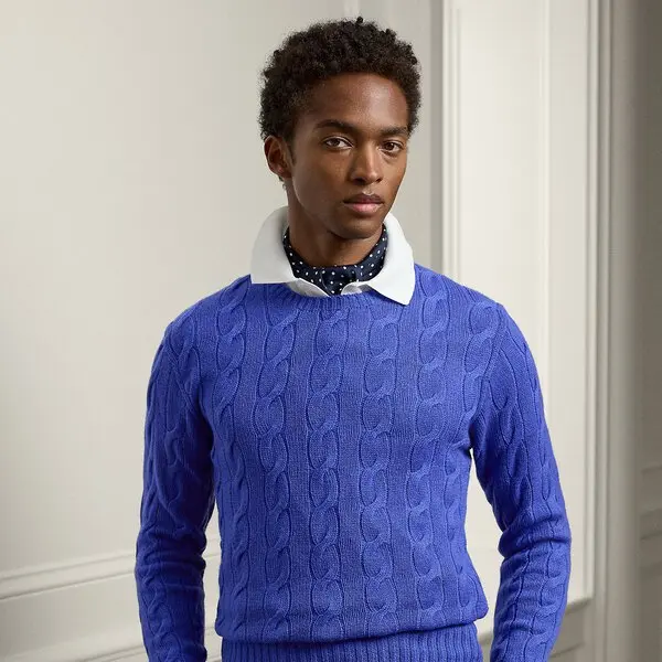 Ralph Lauren Cable-knit Cashmere Sweater - Classic Copen Blue