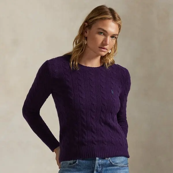 Ralph Lauren Cable-knit Wool-cashmere Sweater - Midnight Purple