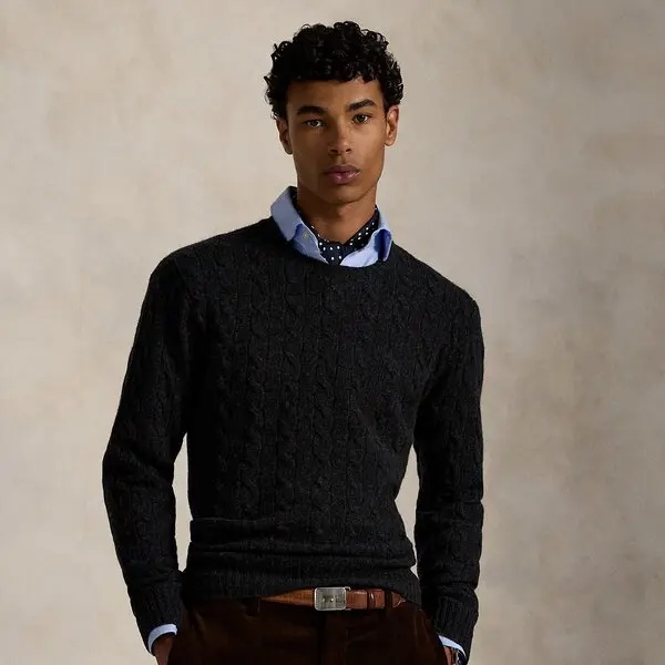 Ralph Lauren Cable-knit Wool-cashmere Sweater - Dark Granite Heather