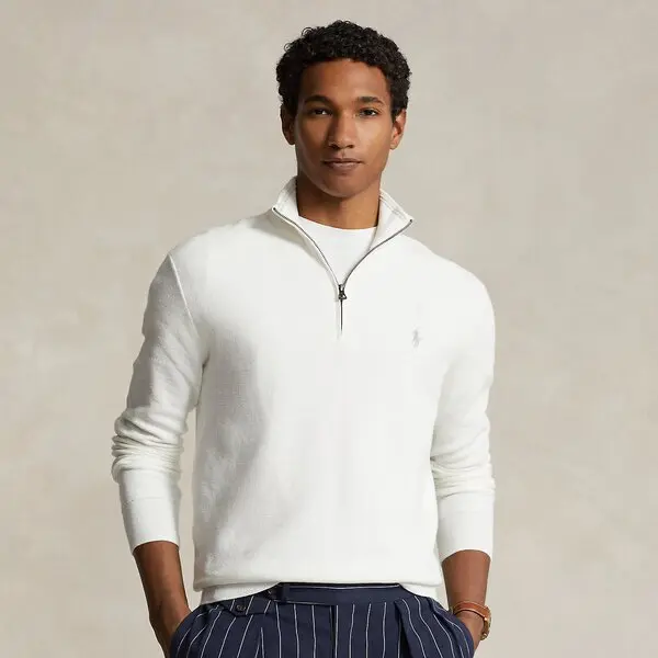 Ralph Lauren Cotton Quarter-zip Sweater - Deckwash White