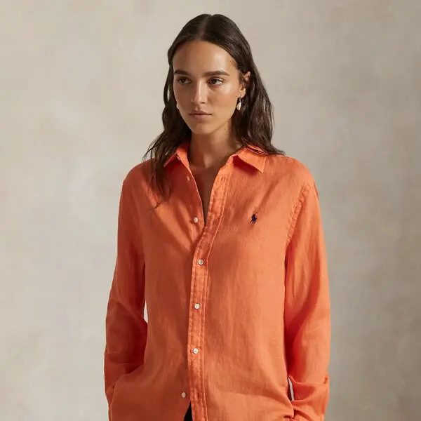 Ralph Lauren Claic Fit Linen Hirt - True Orange