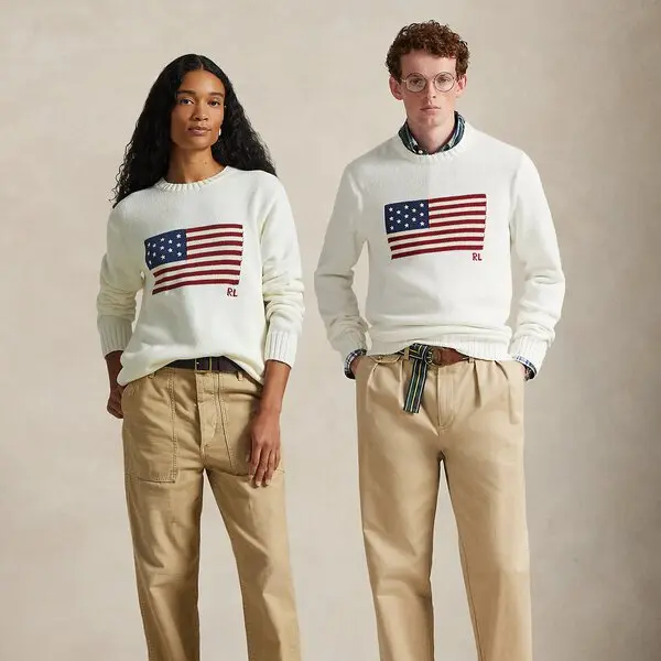 Ralph Lauren Iconic Flag Cotton Sweater - Deckwash White