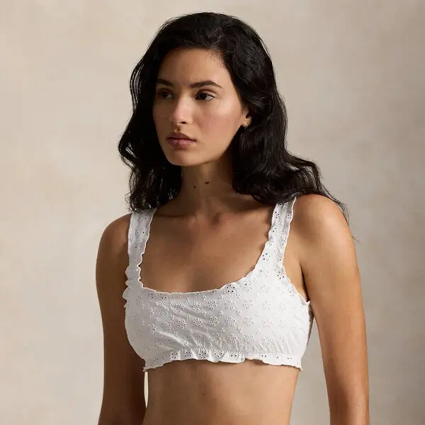 Ralph Lauren Eyelet Ruffle Bikini Top - White
