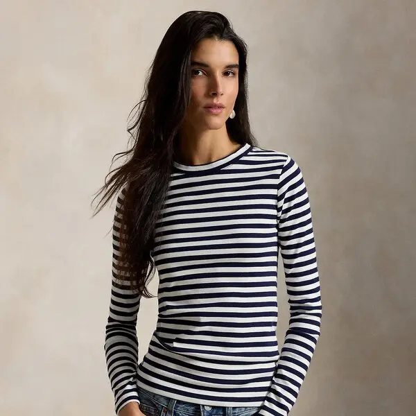 Ralph Lauren Striped Long-sleeve Tee - Cruise Navy/white
