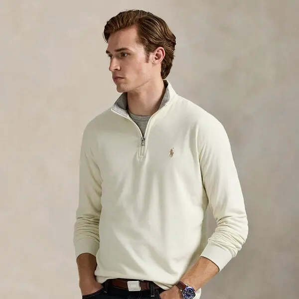 Ralph Lauren Jersey Quarter-zip Pullover - Parchment Cream