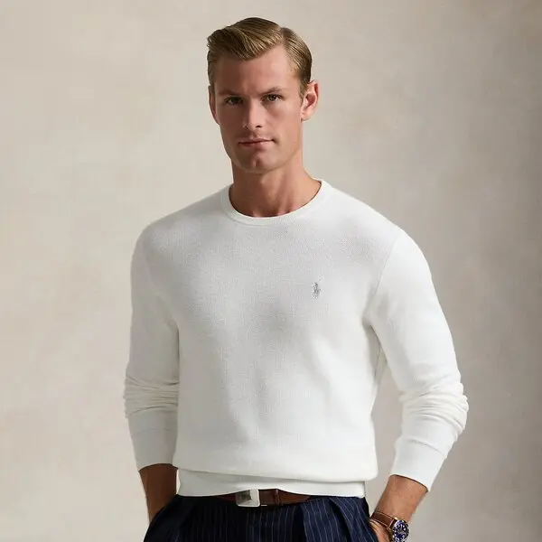 Ralph Lauren Mesh-knit Cotton Crewneck Sweater - Deckwash White
