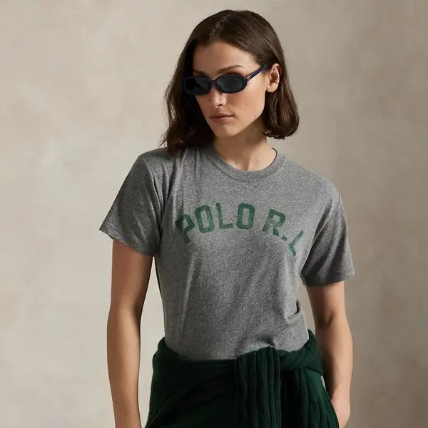 Ralph Lauren Logo Jersey Crewneck T-shirt - Heather Grey/green